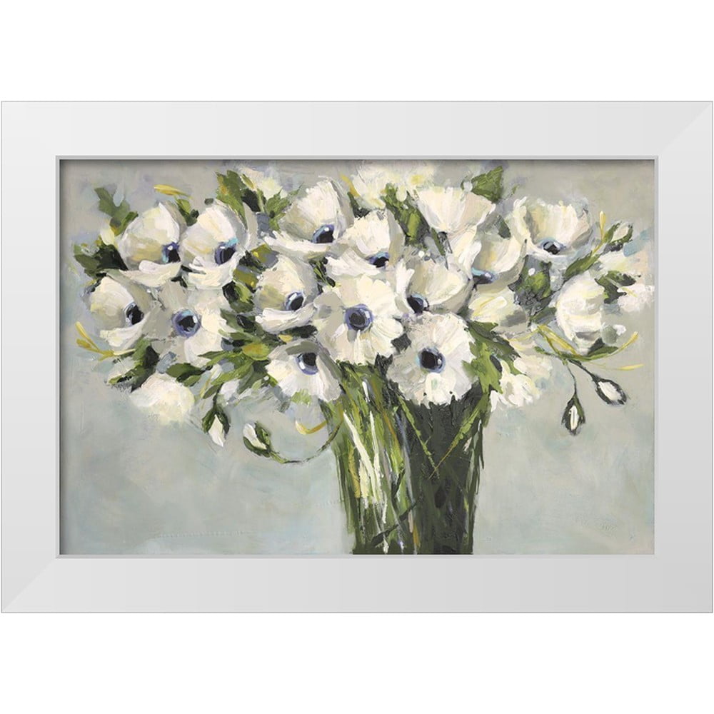 Eaton, Winnie 18x13 White Modern Wood Framed Museum Art Print Titled - White Poppies - Walmart.com