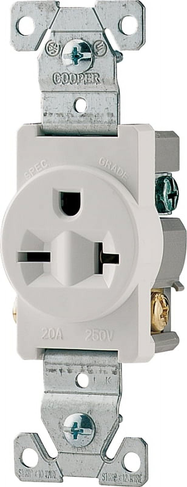 Eaton Wiring Devices 1876W-BOX Single Receptacle, 2 -Pole, 250 V, 20 A ...
