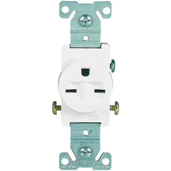 Eaton Wiring Devices 816W-BOX Single Receptacle, 2 -Pole, 250 Volt, 15 ...