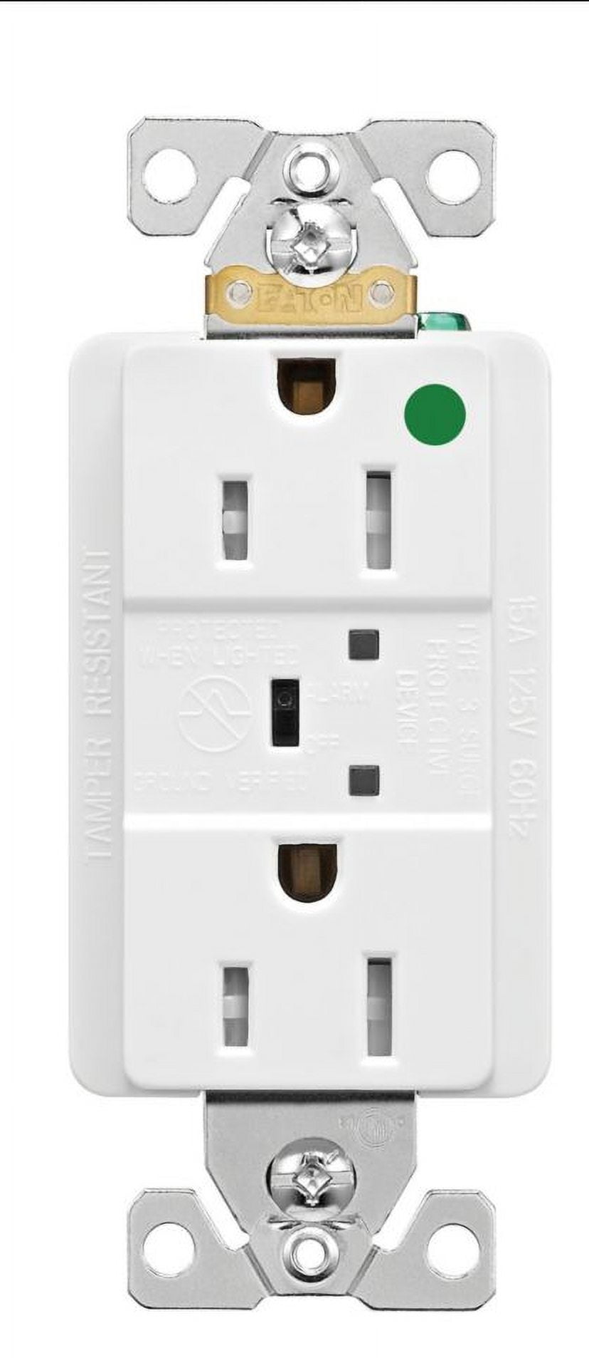 Eaton Wiring TR8262WS 15 Amp Surge Protection Receptacle, White, 2 pole ...