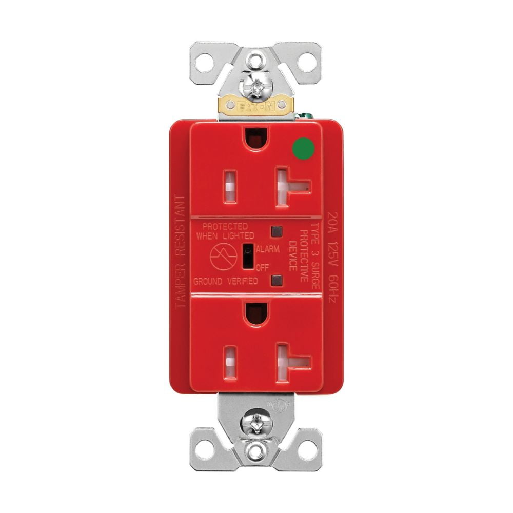 Eaton Wiring TR8362RDS 20 Amp Surge Protection Receptacle with Audible ...