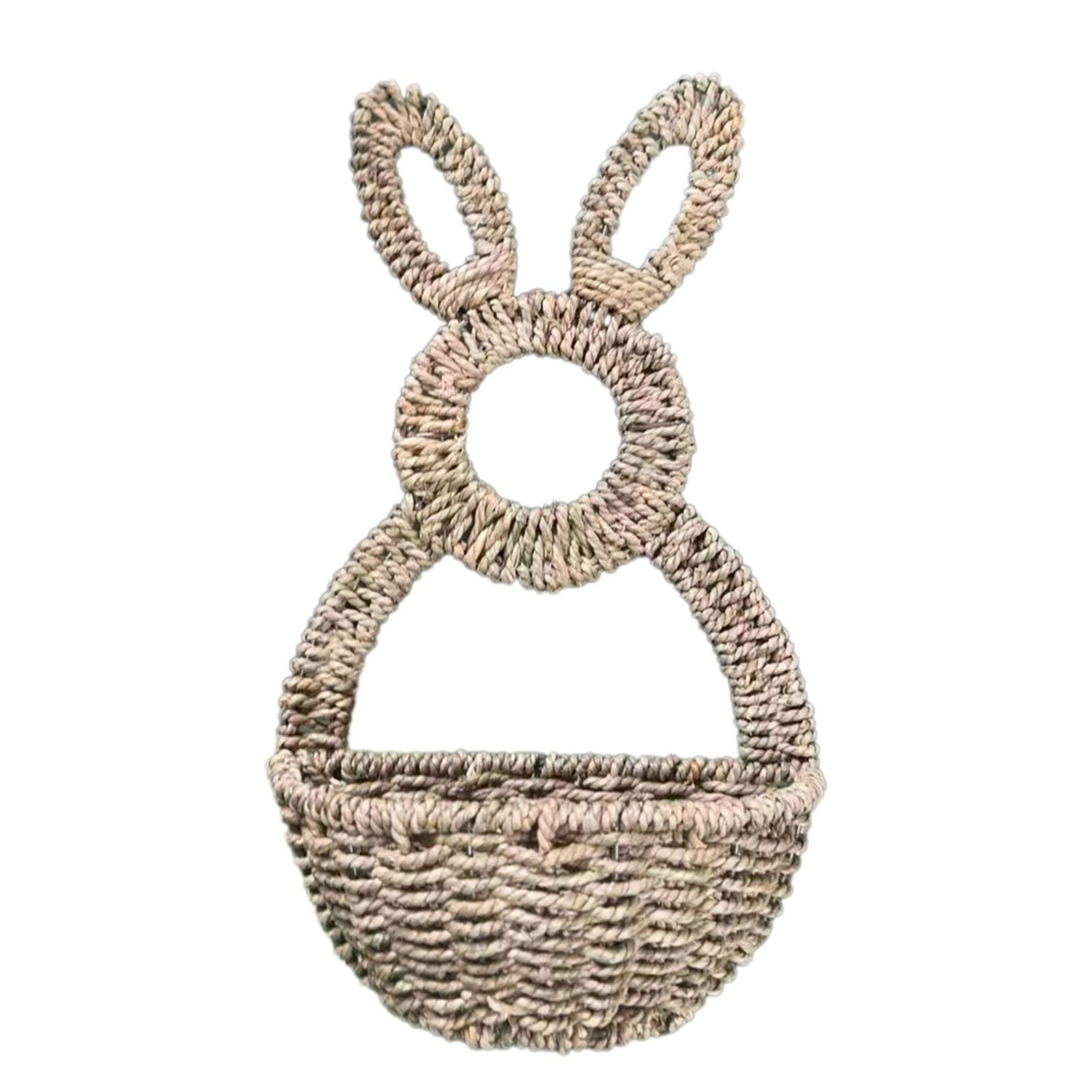 Eattic Charming Easter Bunny Wicker Wall Pocket - Handwoven Spring ...