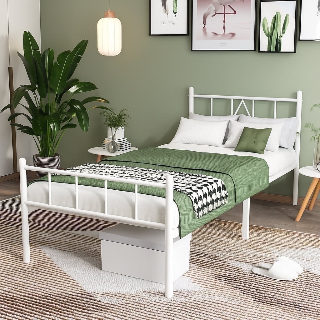 Eavesince 14in Twin Size Bed Frame with Headboard and Footboard,No Box ...