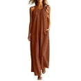 Eawtki Women's Halter Neck Sleeveless Maxi Dress With Pockets Loose Fit ...