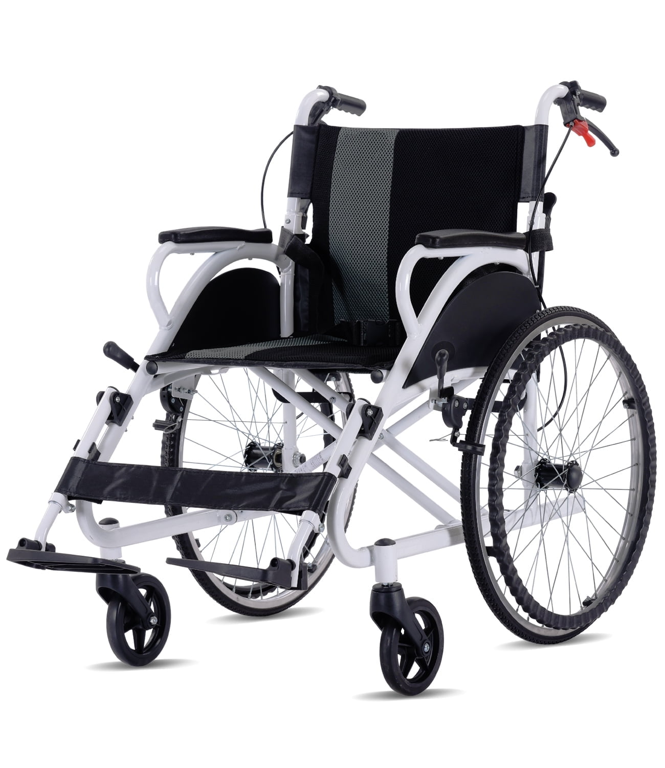 YEBEI Folding Lightweight Transport Wheelchair Foldable Self-Propelled ...