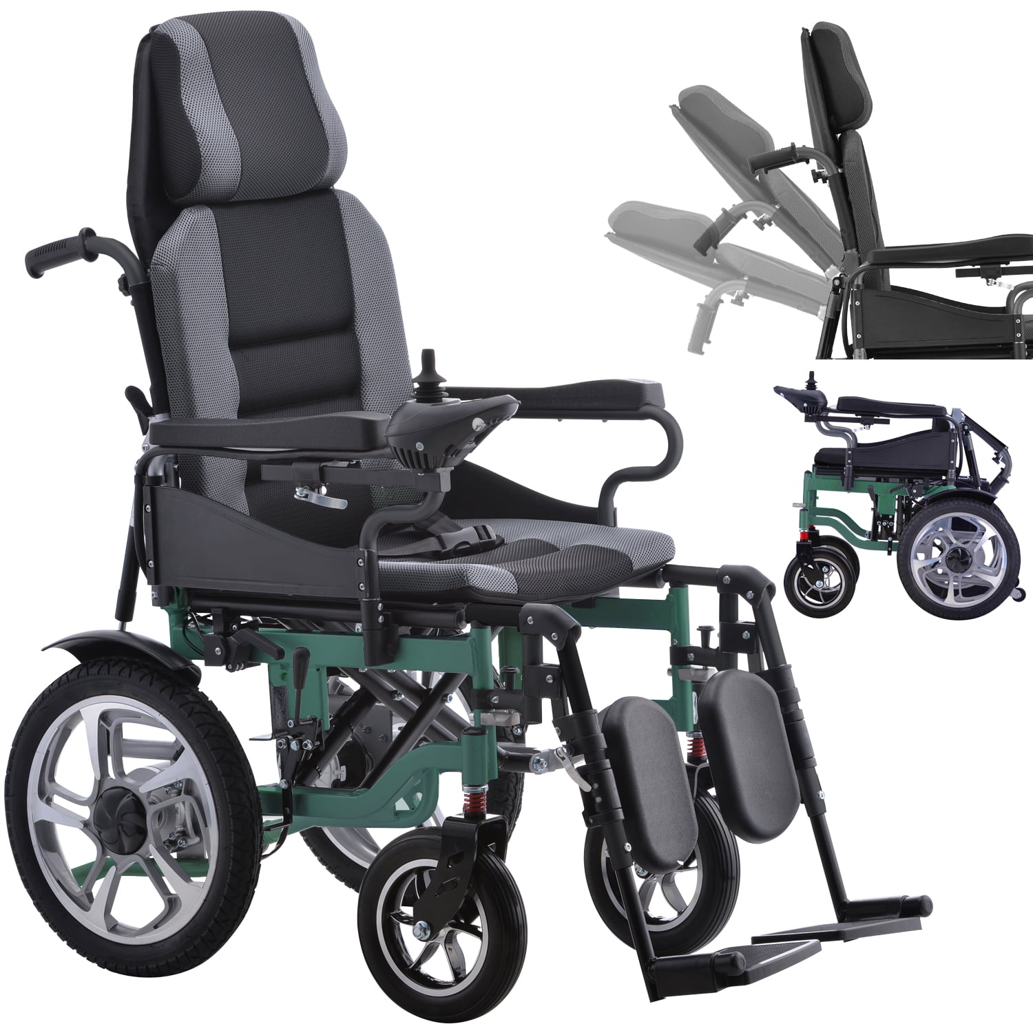 EazinGo Foldable & Reclining Electric Wheelchair, Adult, 20Ah Extended ...