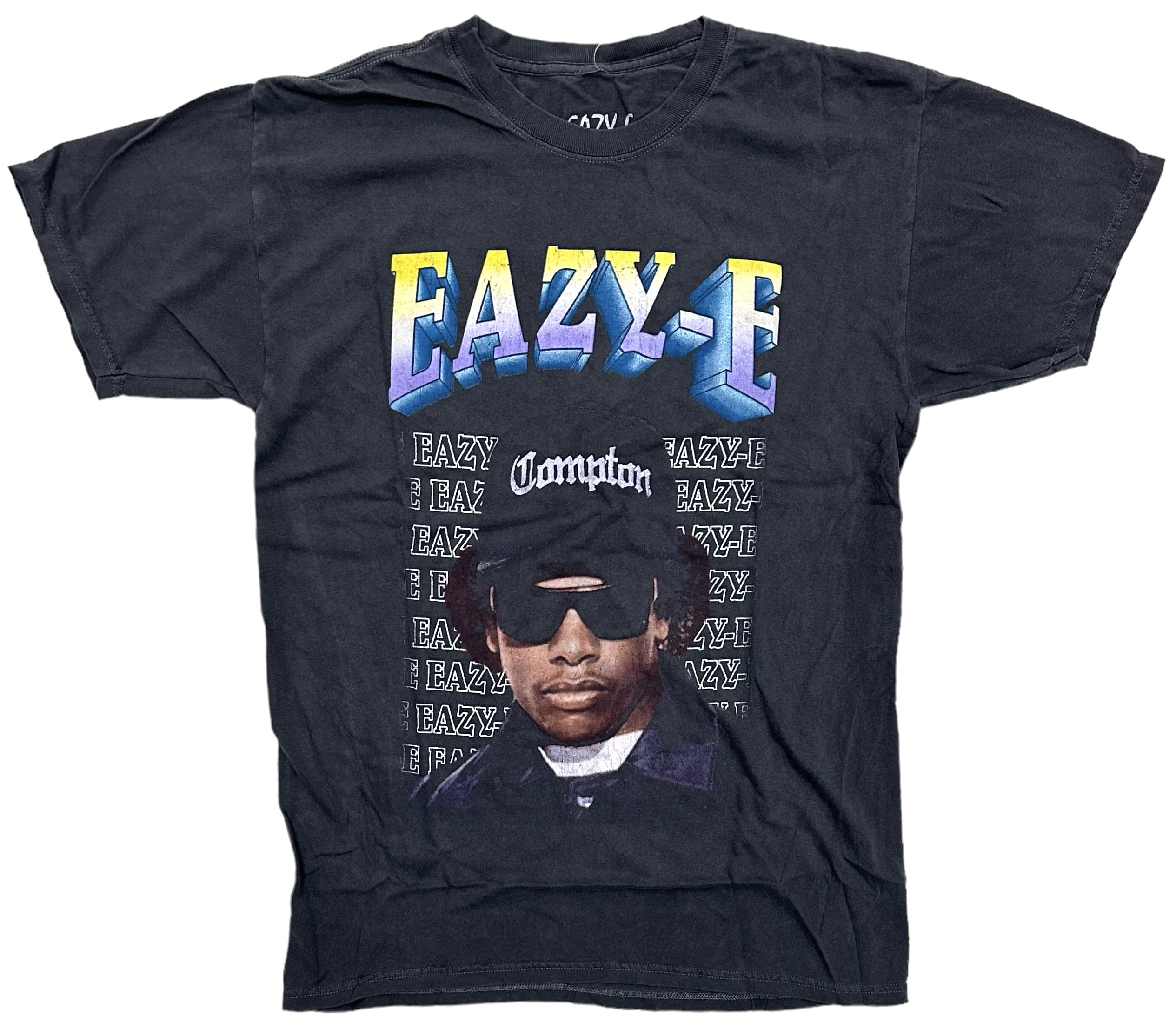 Eazy-E NWA Compton Men's Vintage Black Dye Wash Distressed Graphic Tee ...