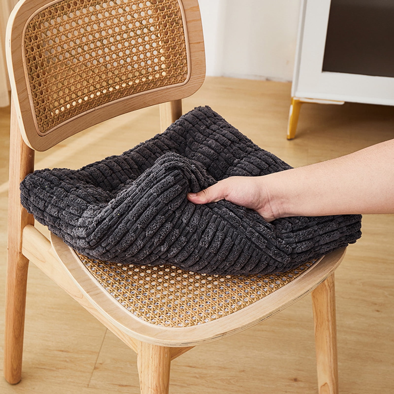 EazyTech 16x16 Inch Corduroy Strip Memory Foam Cushion for Office Chair ...
