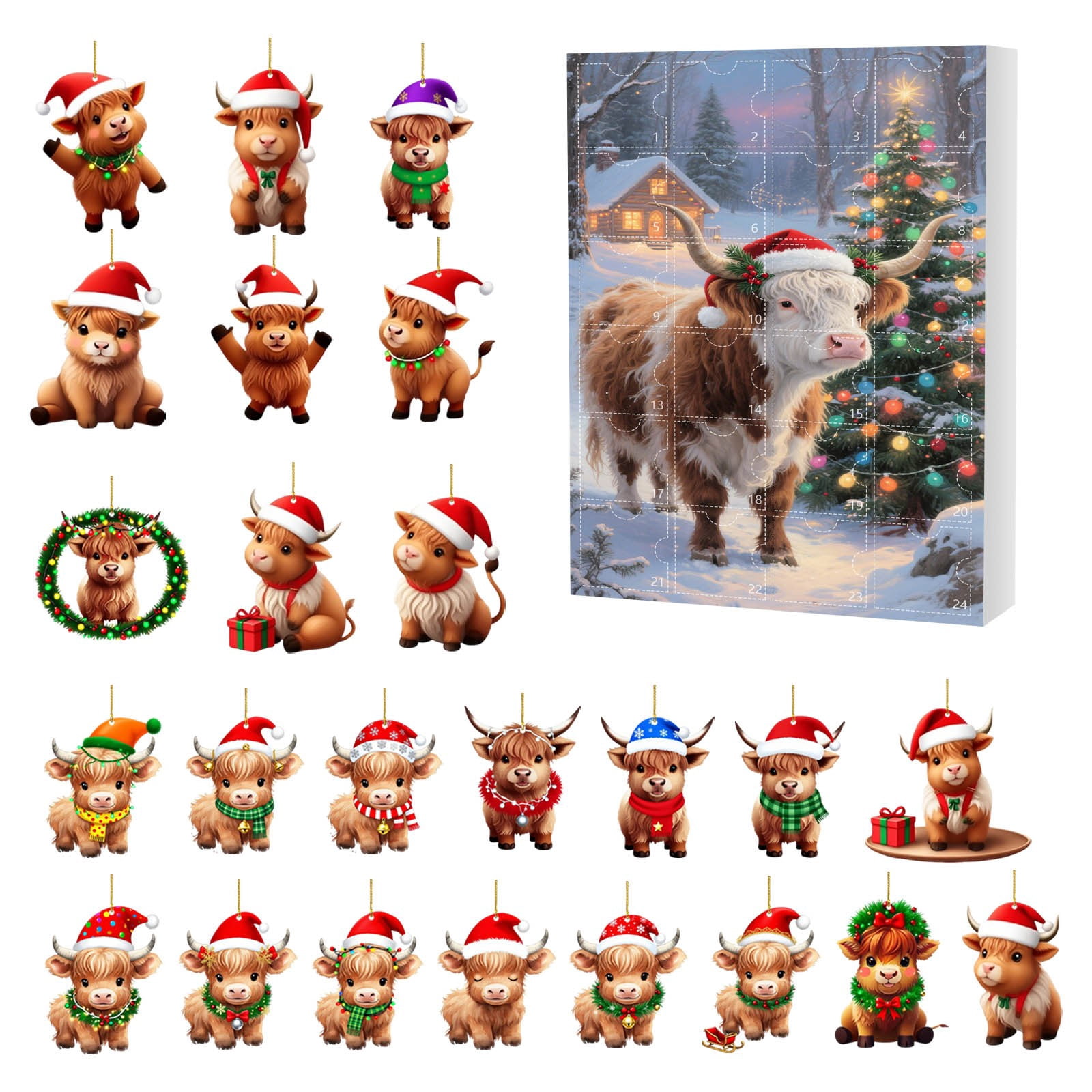 EazyTech 2025 Cow-Themed Christmas Advent Calendar - 24-Day Countdown ...
