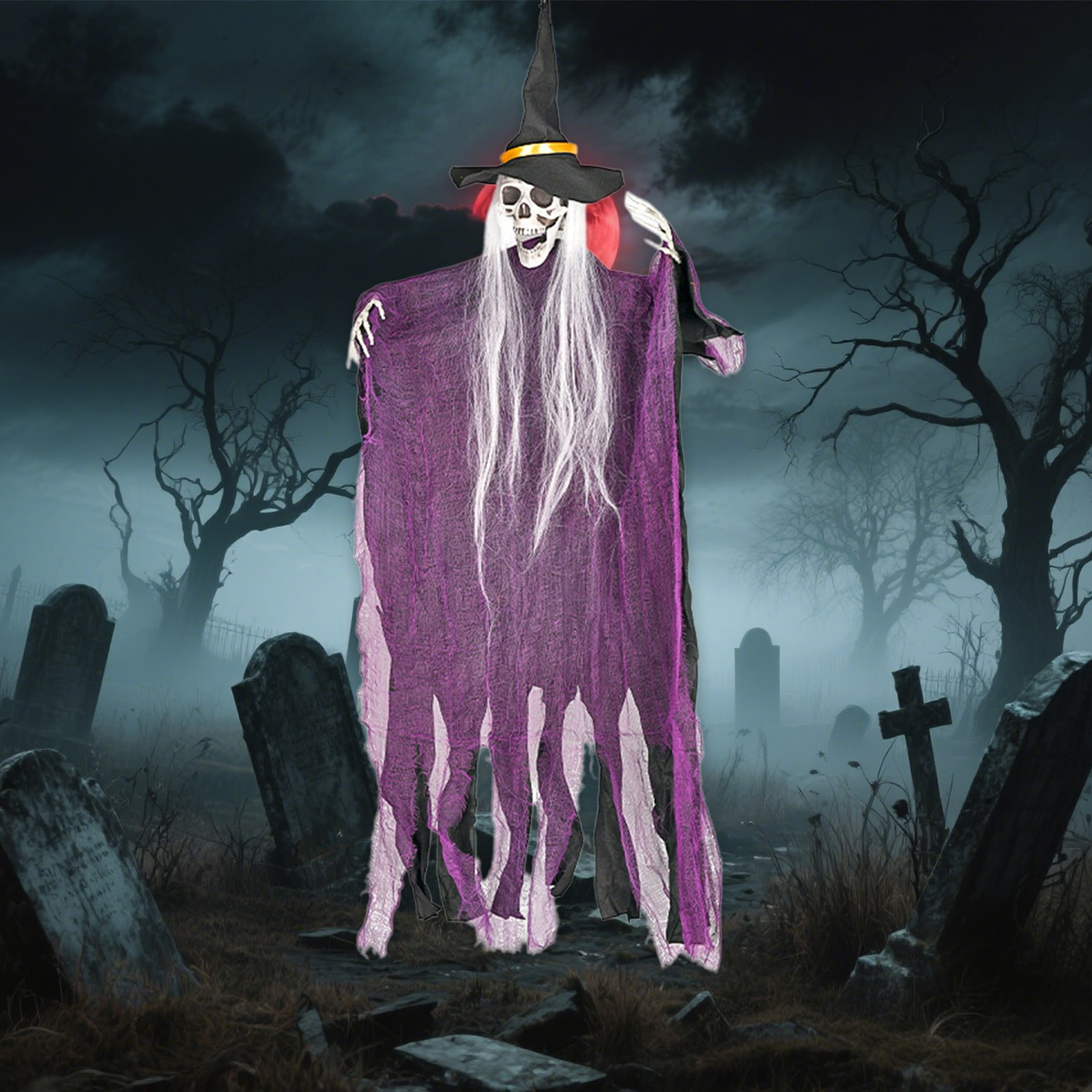 EazyTech 37 Inch Large Halloween Hanging Skeleton Witch with Movable ...