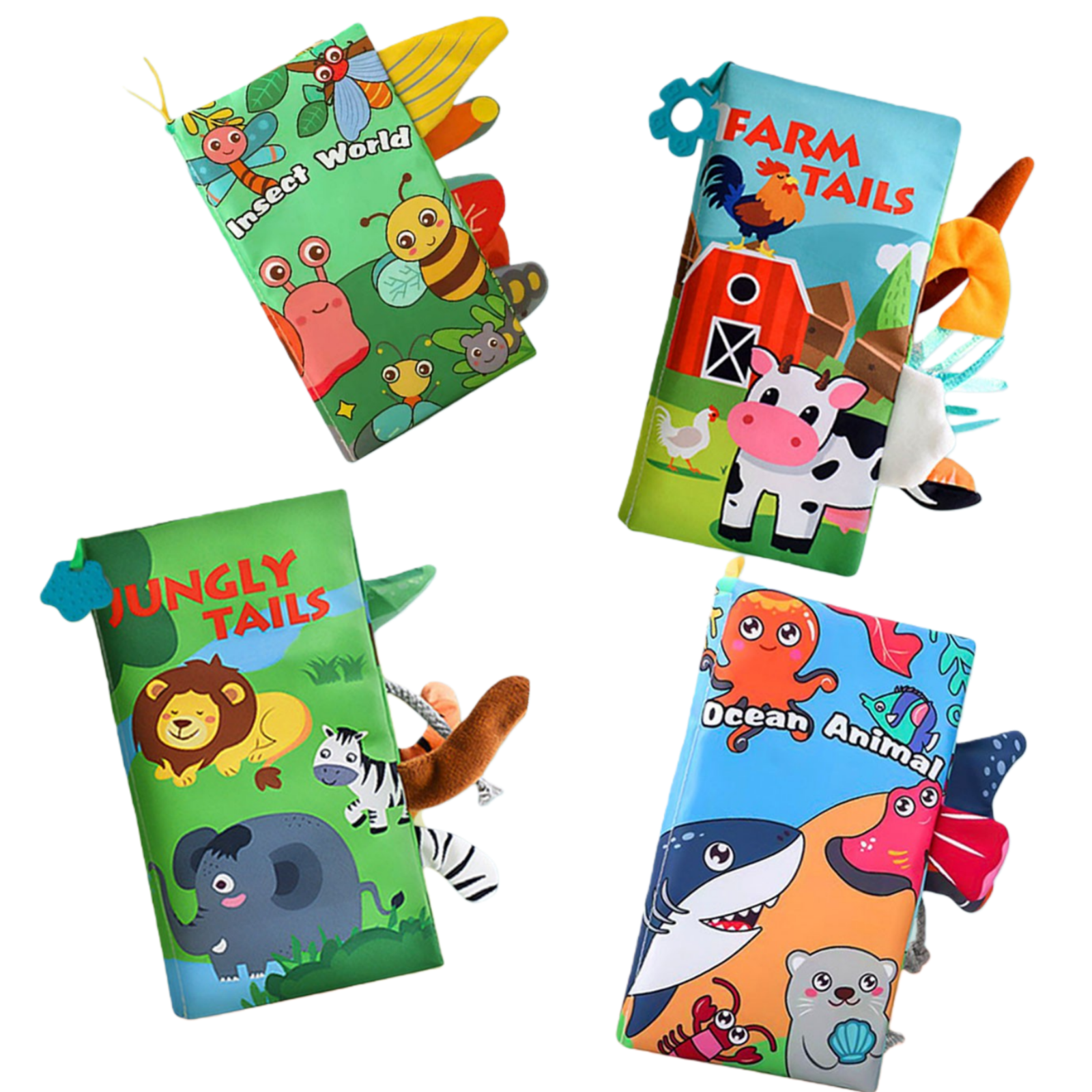 EazyTech 4 PCS Baby Books Set Touch and Feel Crinkle Sensory Toy ...