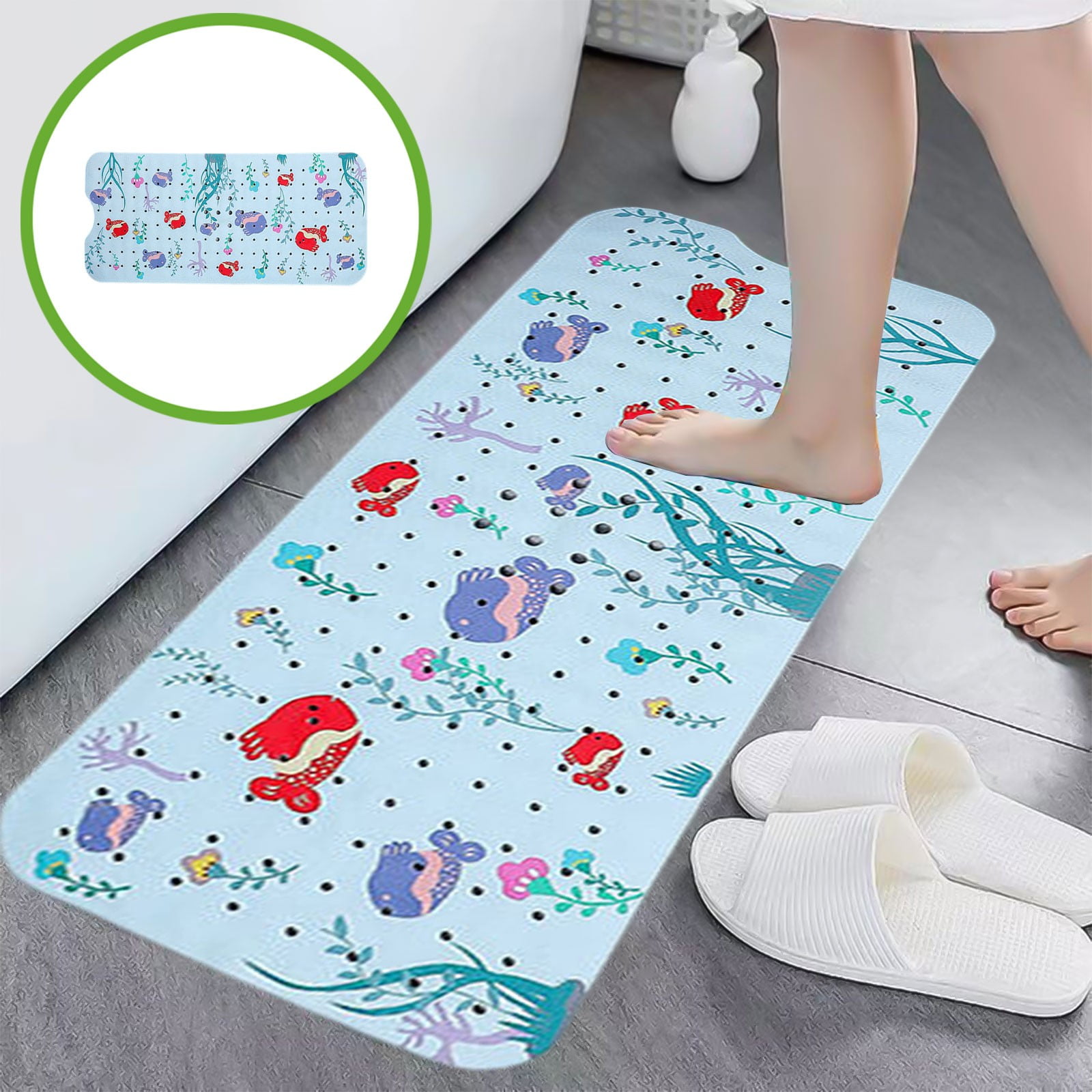 EazyTech Cut Bathtub Mat Non Slip Extra Long Bath Mats for Tub Cartoons ...