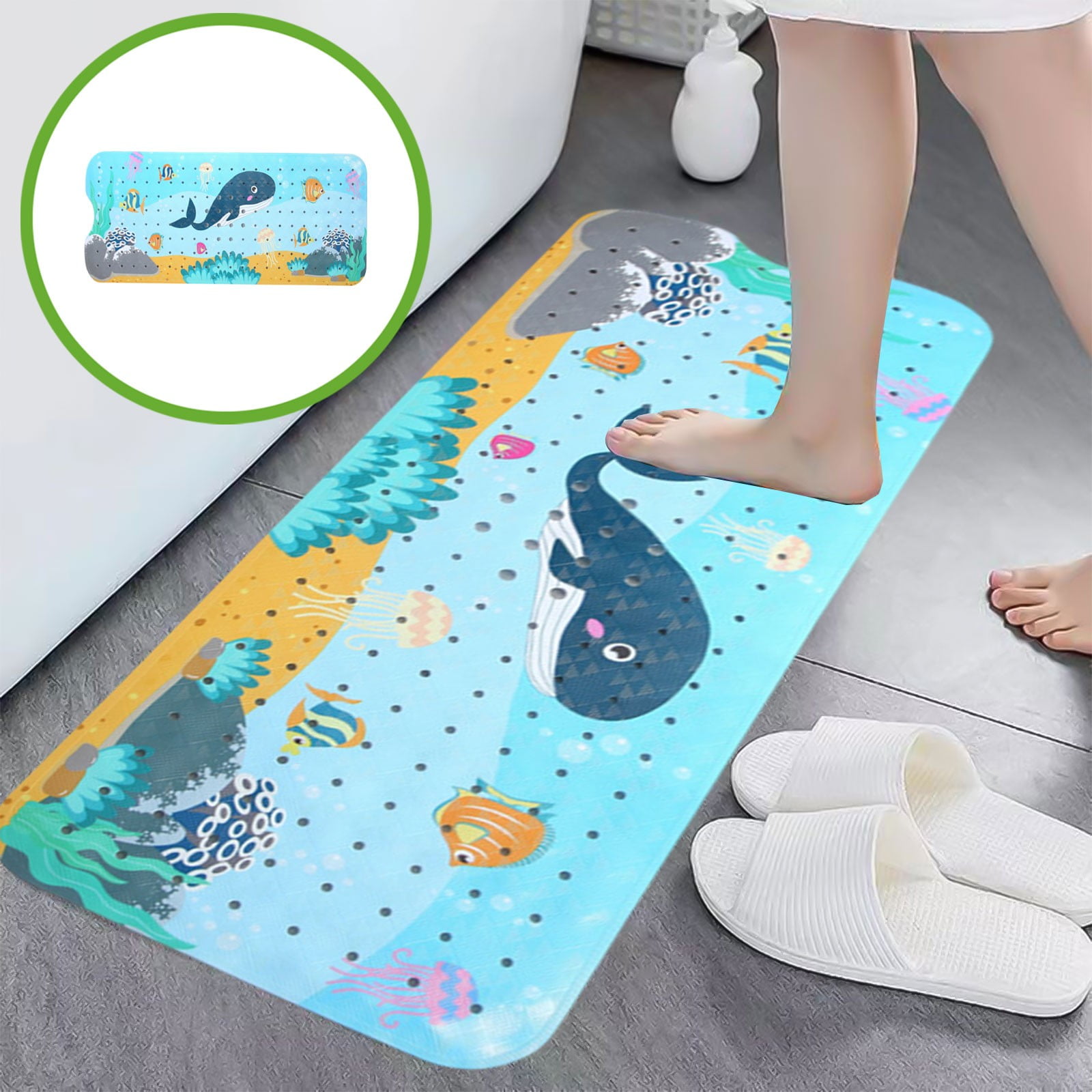 EazyTech Cut Bathtub Mat Non Slip Extra Long Bath Mats for Tub Cartoons ...