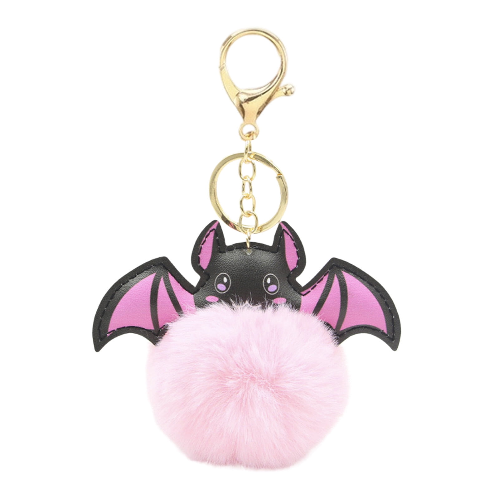 EazyTech Halloween Bats Keychain - Cute Fuzzy Pom Keychain for Car Keys ...