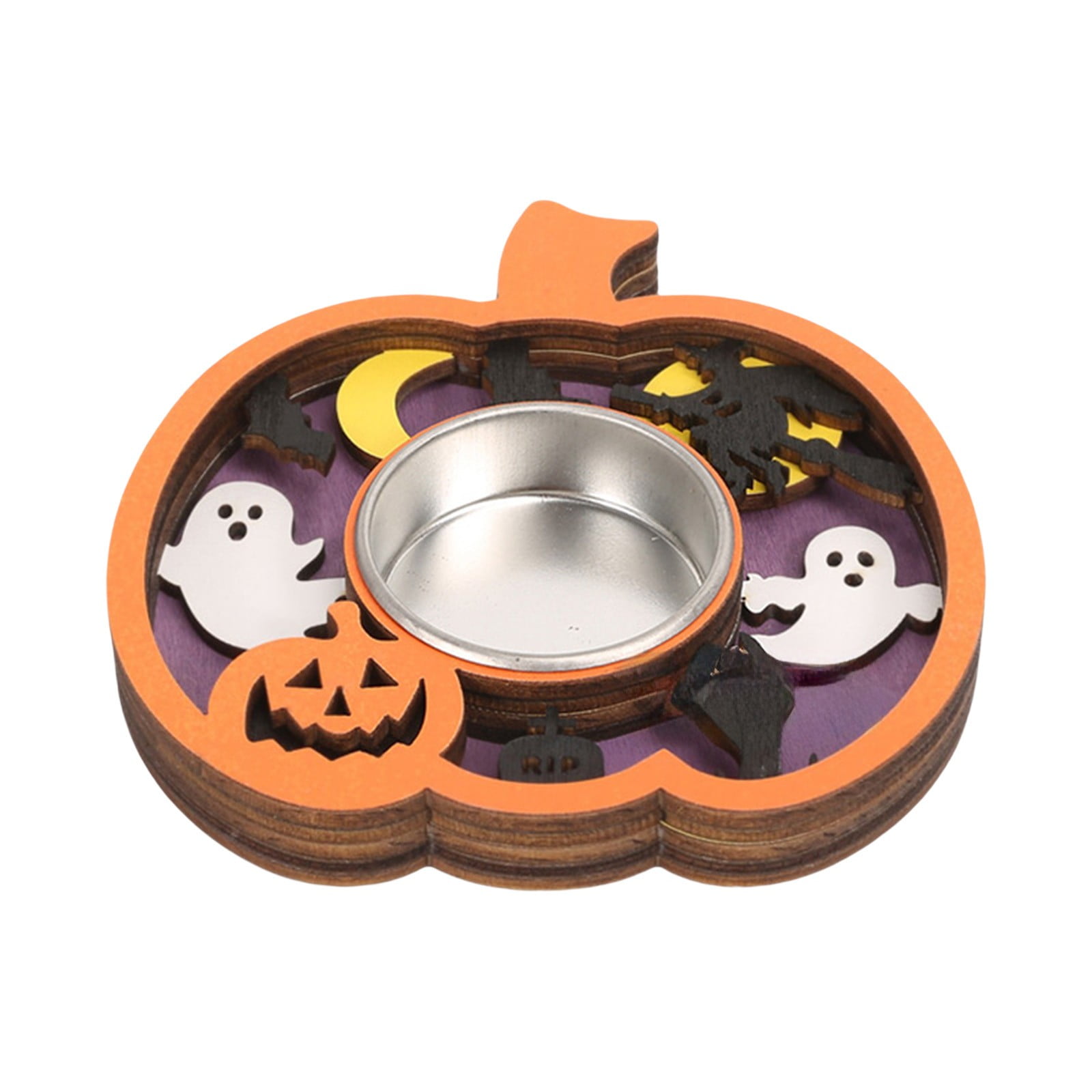 EazyTech Handcrafted Wooden Halloween Candle Holder - Gothic Pumpkin ...