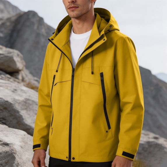 EazyTech Men's Lightweight Waterproof Rain Jackets Shell Hooded Outdoor ...