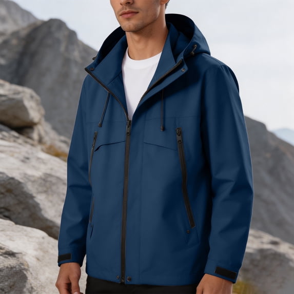 EazyTech Men's Lightweight Waterproof Rain Jackets Shell Hooded Outdoor ...