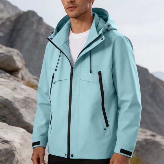 EazyTech Men's Lightweight Waterproof Rain Jackets Shell Hooded Outdoor ...