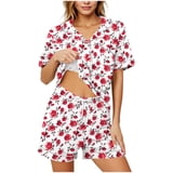 EazyTech Women's Casual Printed Short Sleeve Pajama Set Spring Summer ...
