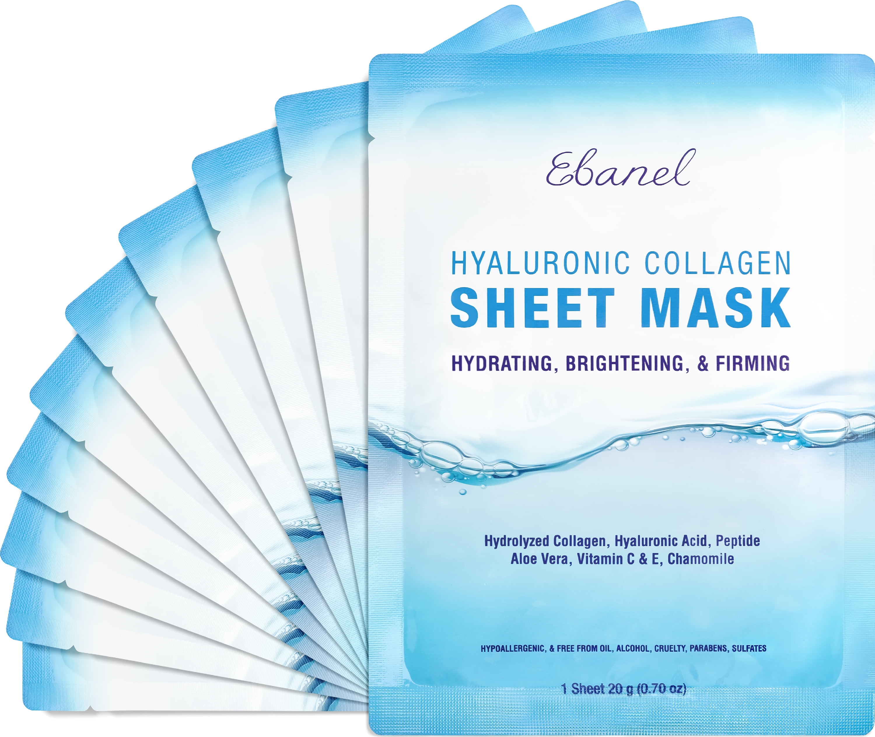 Ebanel 10 Pack Collagen Peptide Hydrating Face Masks, Instant ...