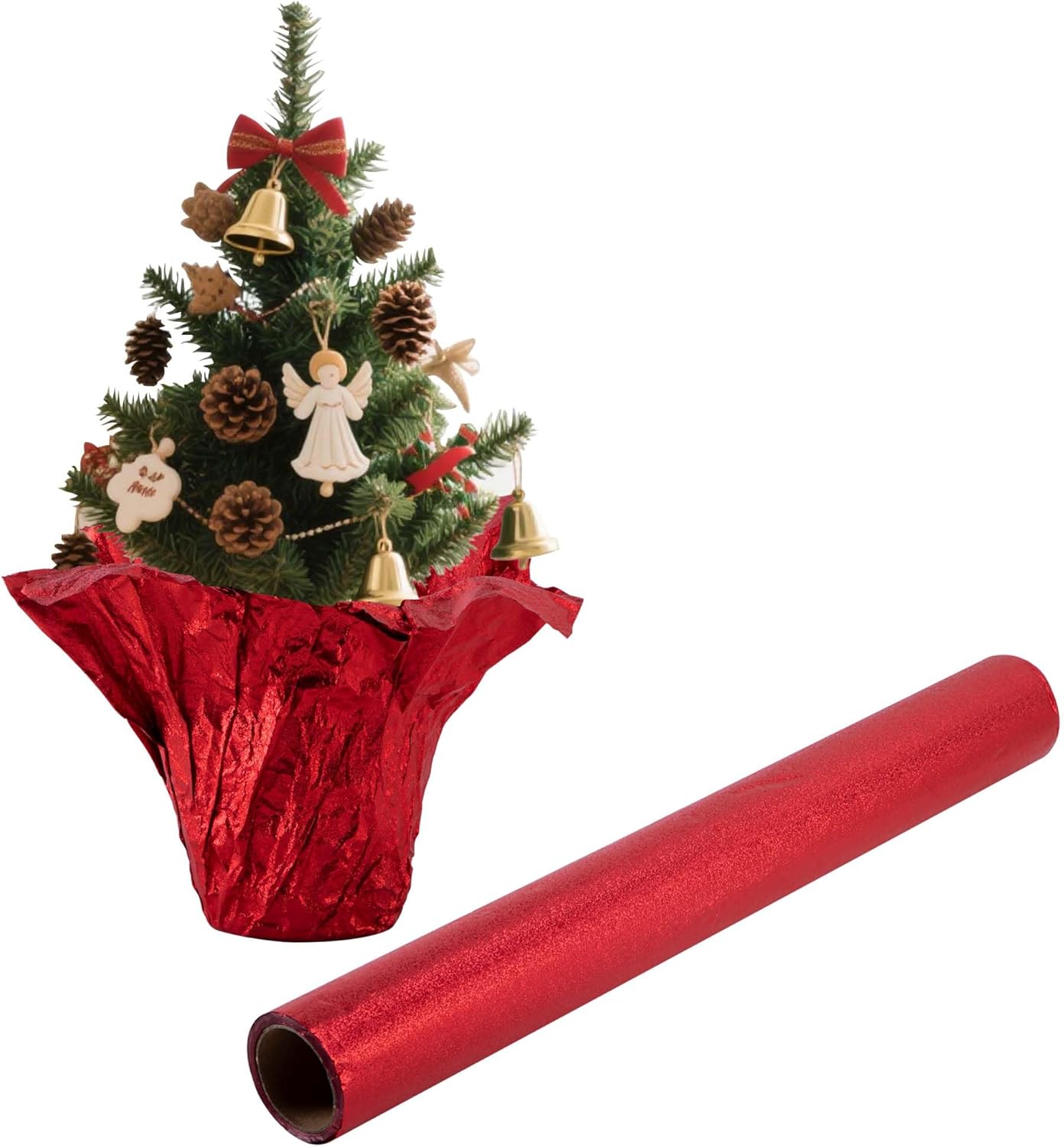 Ebaokuup 10 Yard Floral Foil Plant Pot Covers,Matte Texture Christmas ...