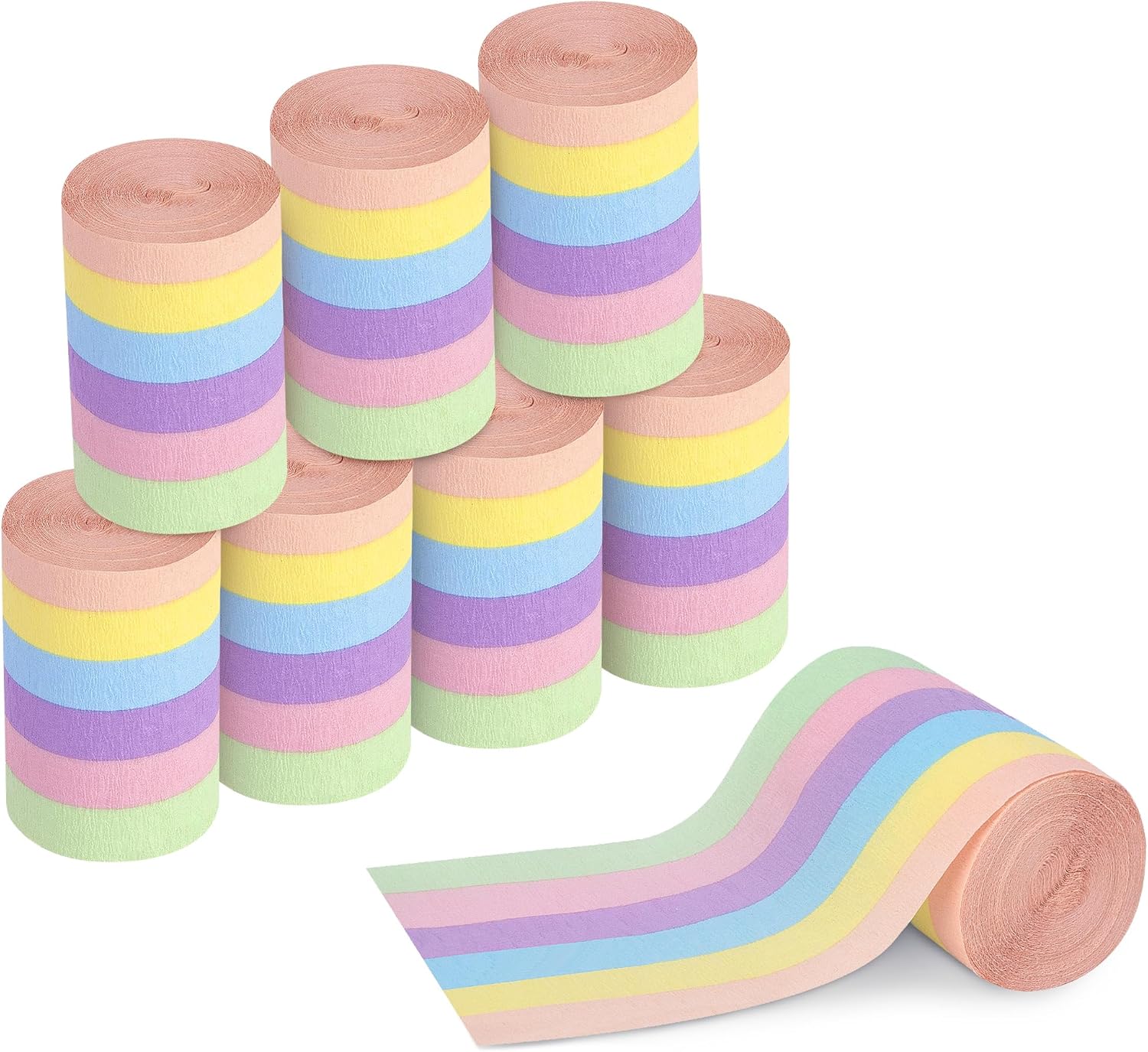 Ebaokuup 8 Rolls Pastel Crepe Paper Streamers, 262 ft Red Macaron Crepe ...