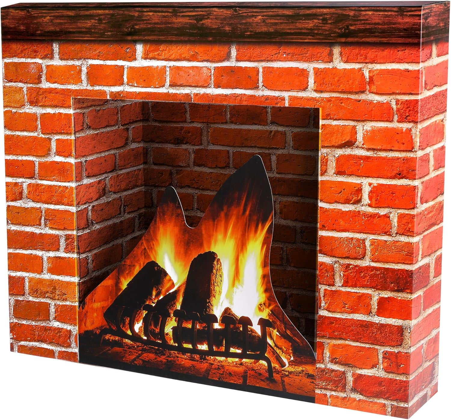 Ebaokuup Christmas Cardboard Fireplace Prop- 3D Artificial Red Brick ...