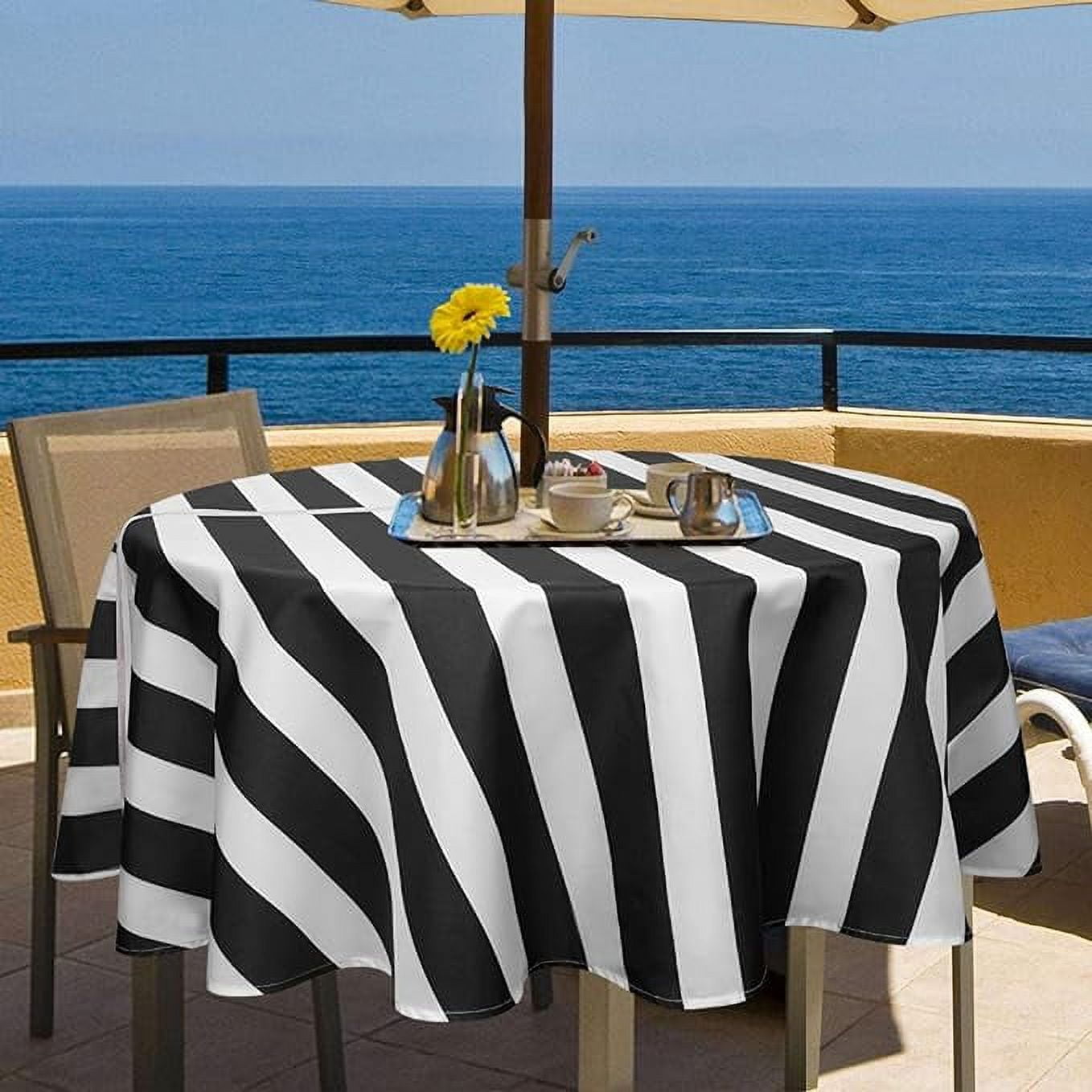 Ebecede Outdoor Table Cloth with Umbrella Hole and Zipper 60 Inch Round Table Cloths Wipeable ...