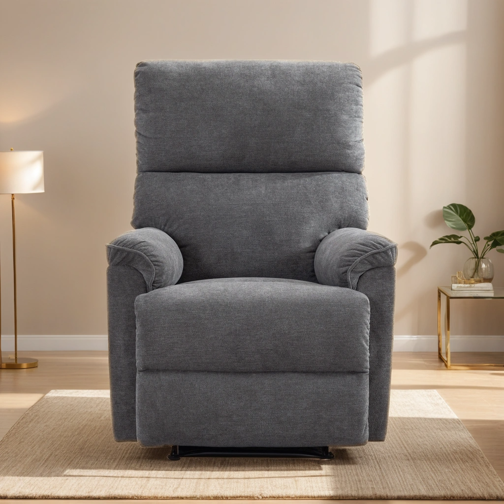 Serta Push-Button Power Recliner with Deep Body Cushions, Gray Fabric ...