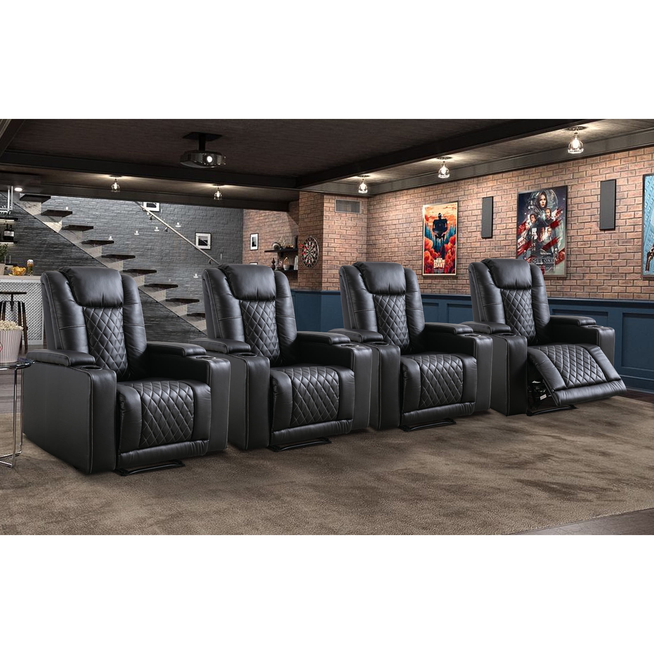 Ebello 35" Wide Adult Contemporary Chic Leather Diamond Argyle Home ...