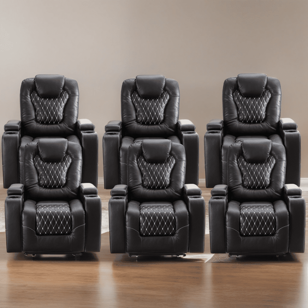 Ebello 35" Wide Adult Man Cave Breathable Leather Argyle Home Theater ...