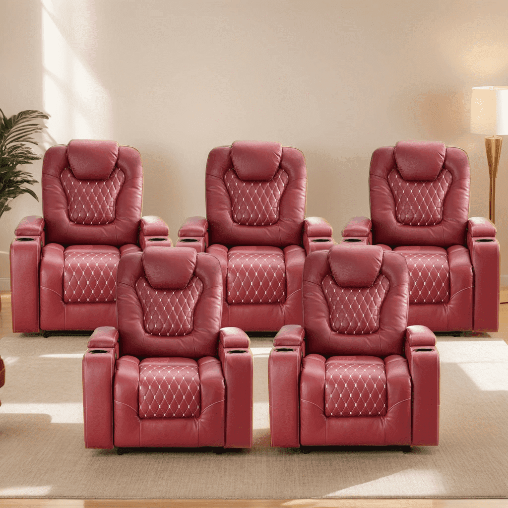 Ebello 35" Wide Adult Man Cave Breathable Leather Argyle Home Theater ...