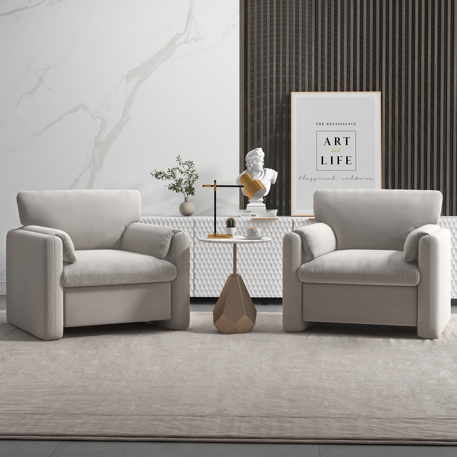 Ebello 38" Wide Adult Chenille Fabric Solid Color Track Arm Chair and a ...