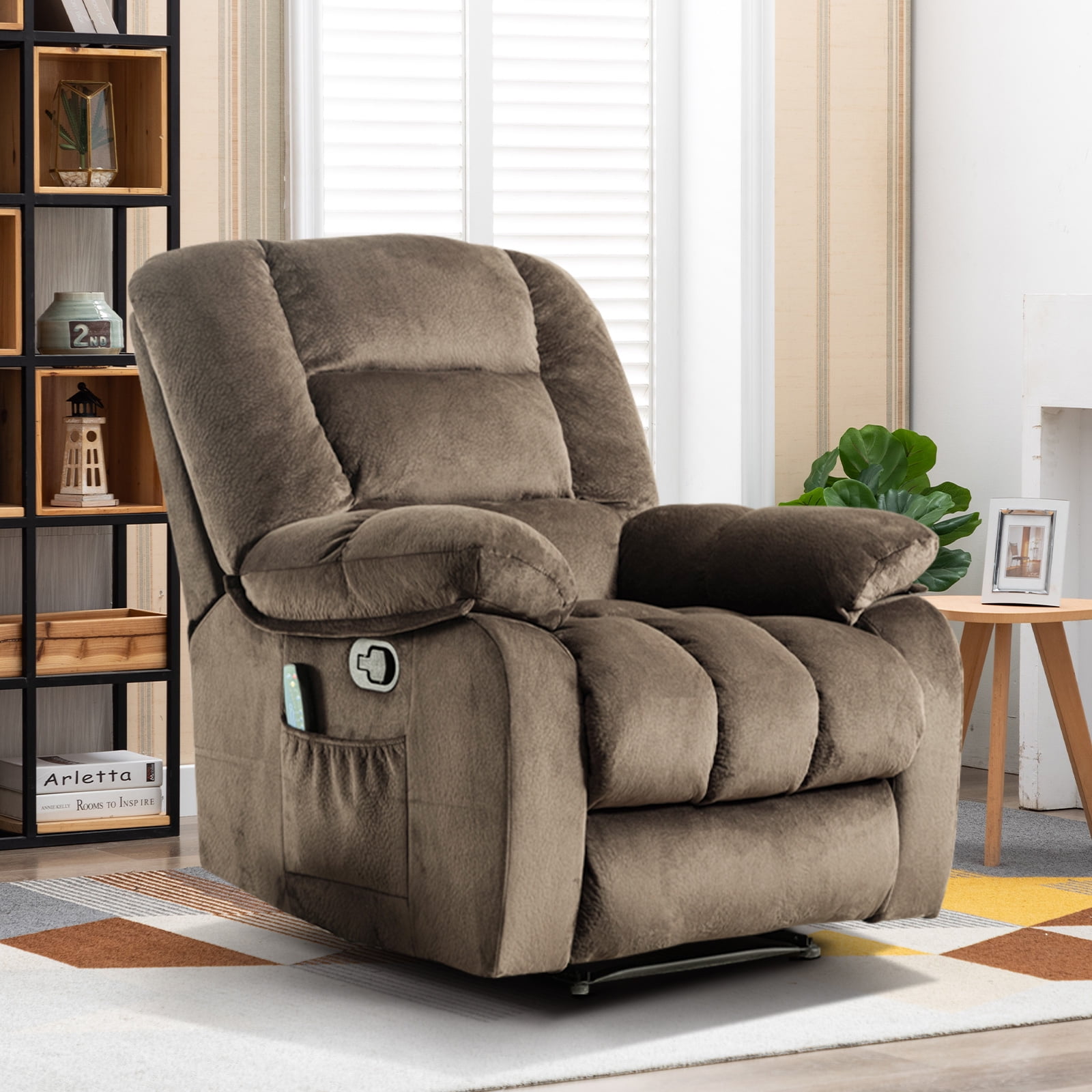 Ebello Design BIG MASSAGE Vibrating Recliner with Heat, Soft Fabric ...