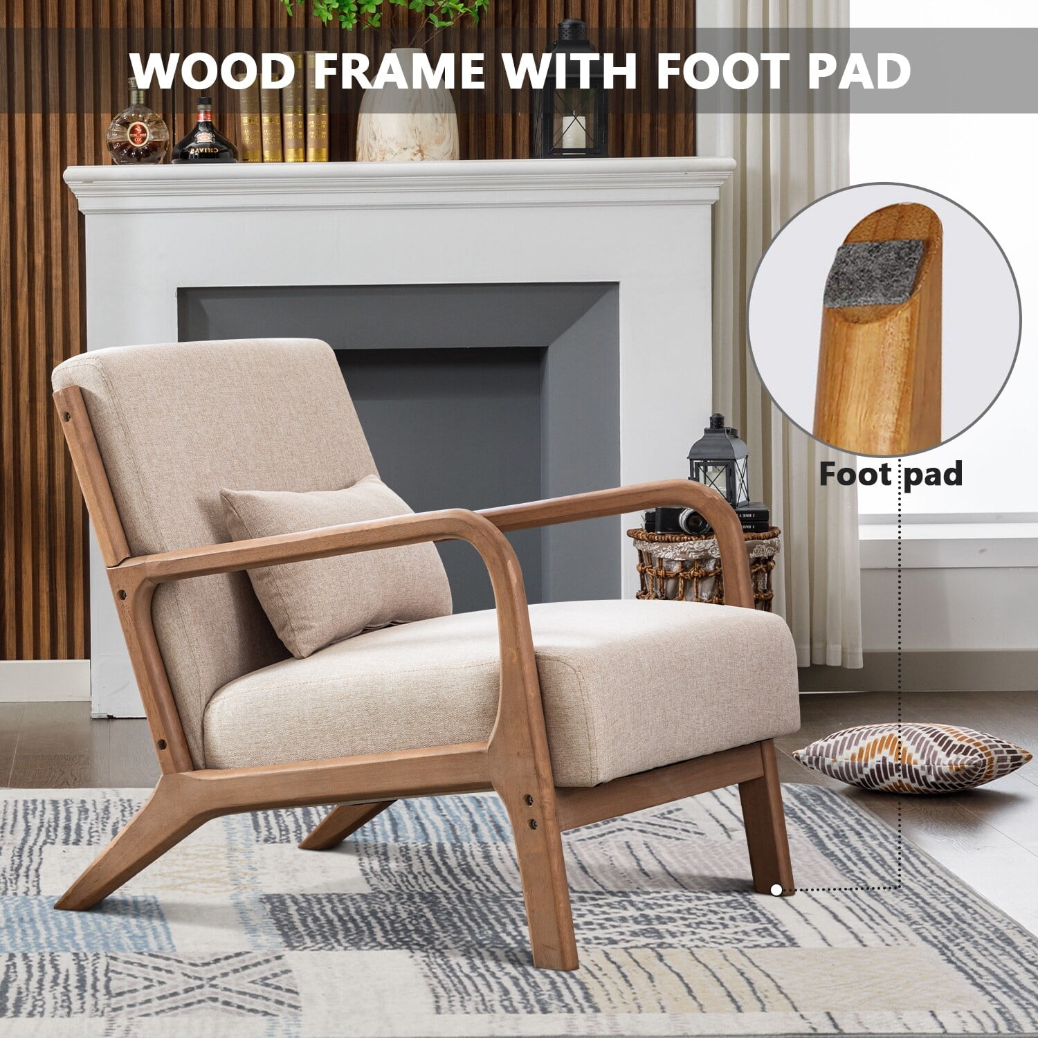 Ebello Home Inc Aston Modern Solid wood Accent Chair for Living Room ...