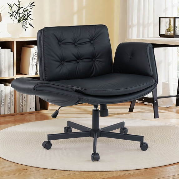 Ebello Oversized Vanity Chair with Foldable Arms, Criss Cross Design ...