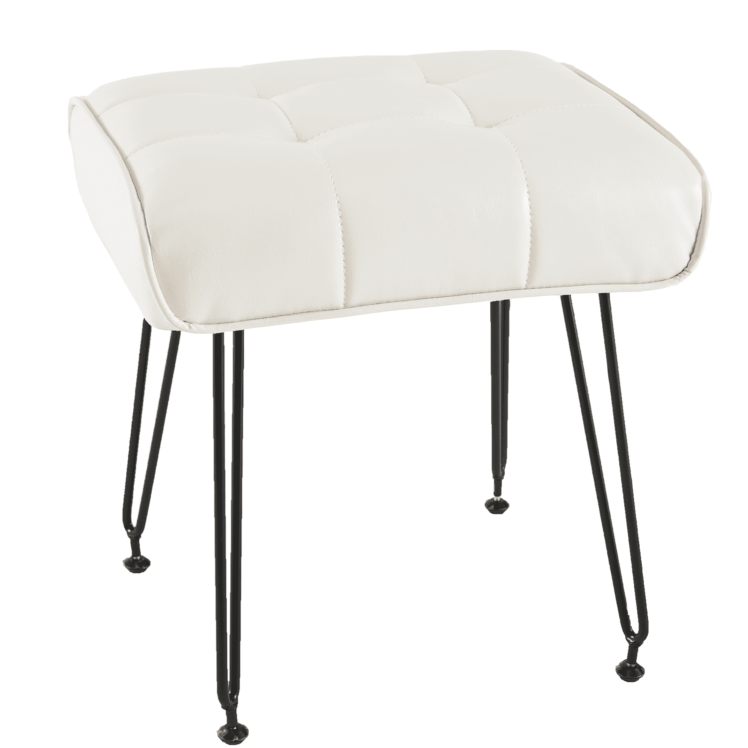 Ebenchico Faux Leather Upholstered Vanity Stool with 4 Metal Legs PU ...