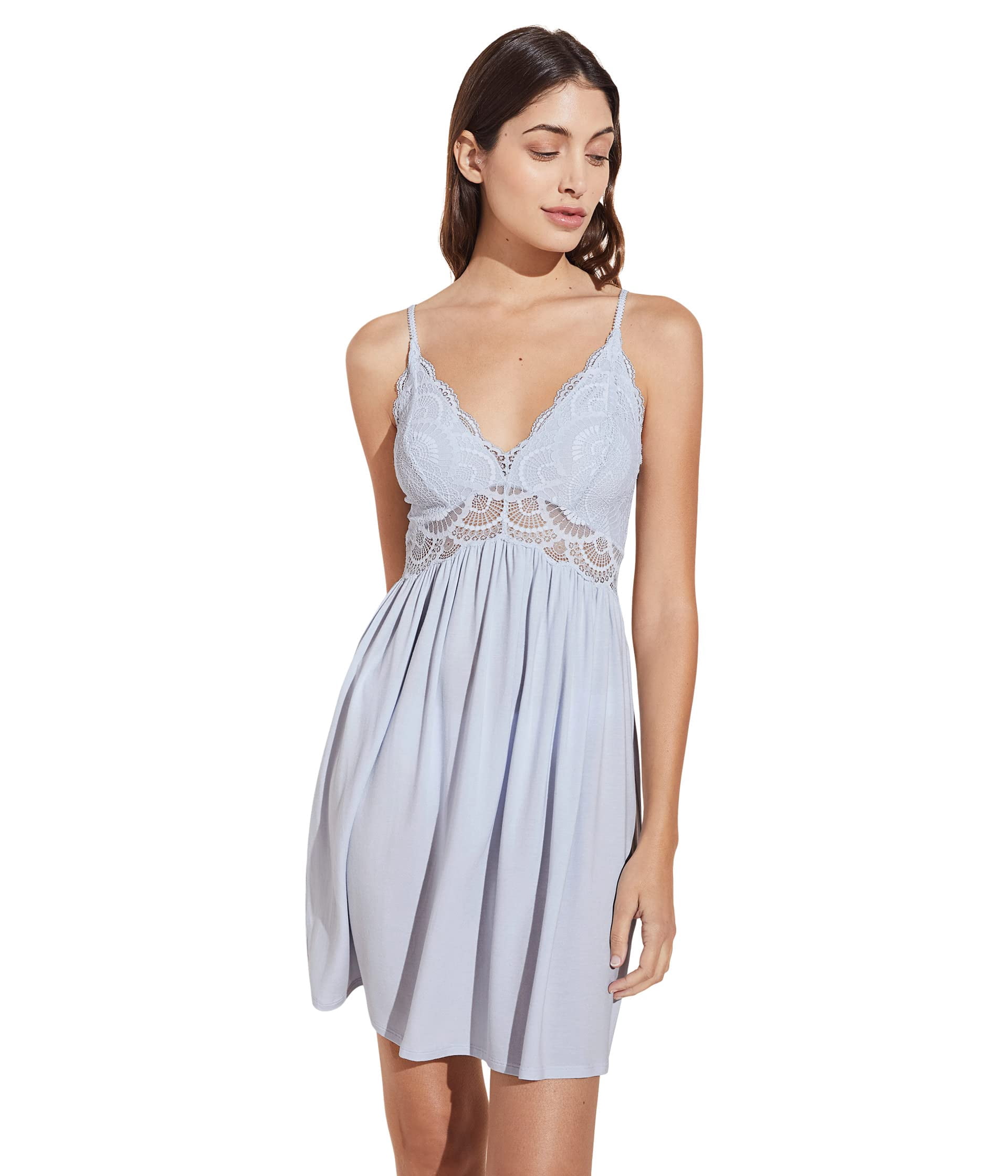 Eberjey Mariana Mademoiselle Chemise (Womens, Ice Blue, XS) - Walmart.com