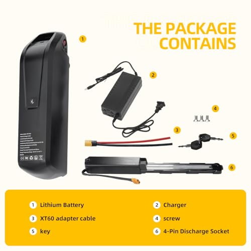 Ebike Battery 48V 15Ah Lithium Battery with 2A Charger 200-1500W Motor ...