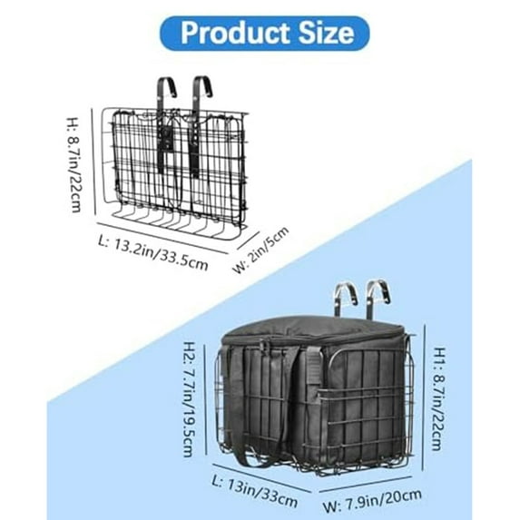 Ebike Bike Basket Front/Rear Folding Bicycle Basket With Removable ...