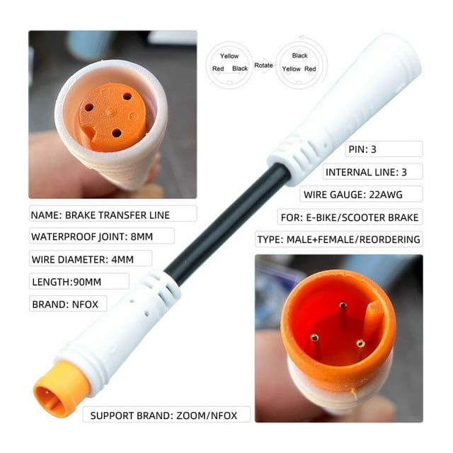 Ebike Display Connector 3 Pin Cable Waterproof Connector Brake Transfer ...