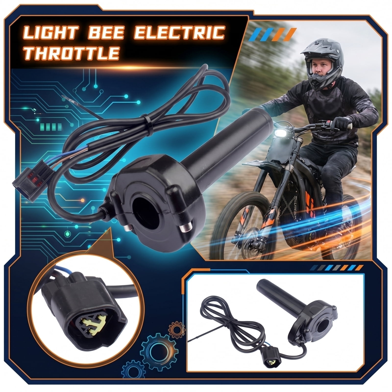 Ebike Full Twist Throttle for Macfox, 3 Pin Surron Style Throttle Grip ...