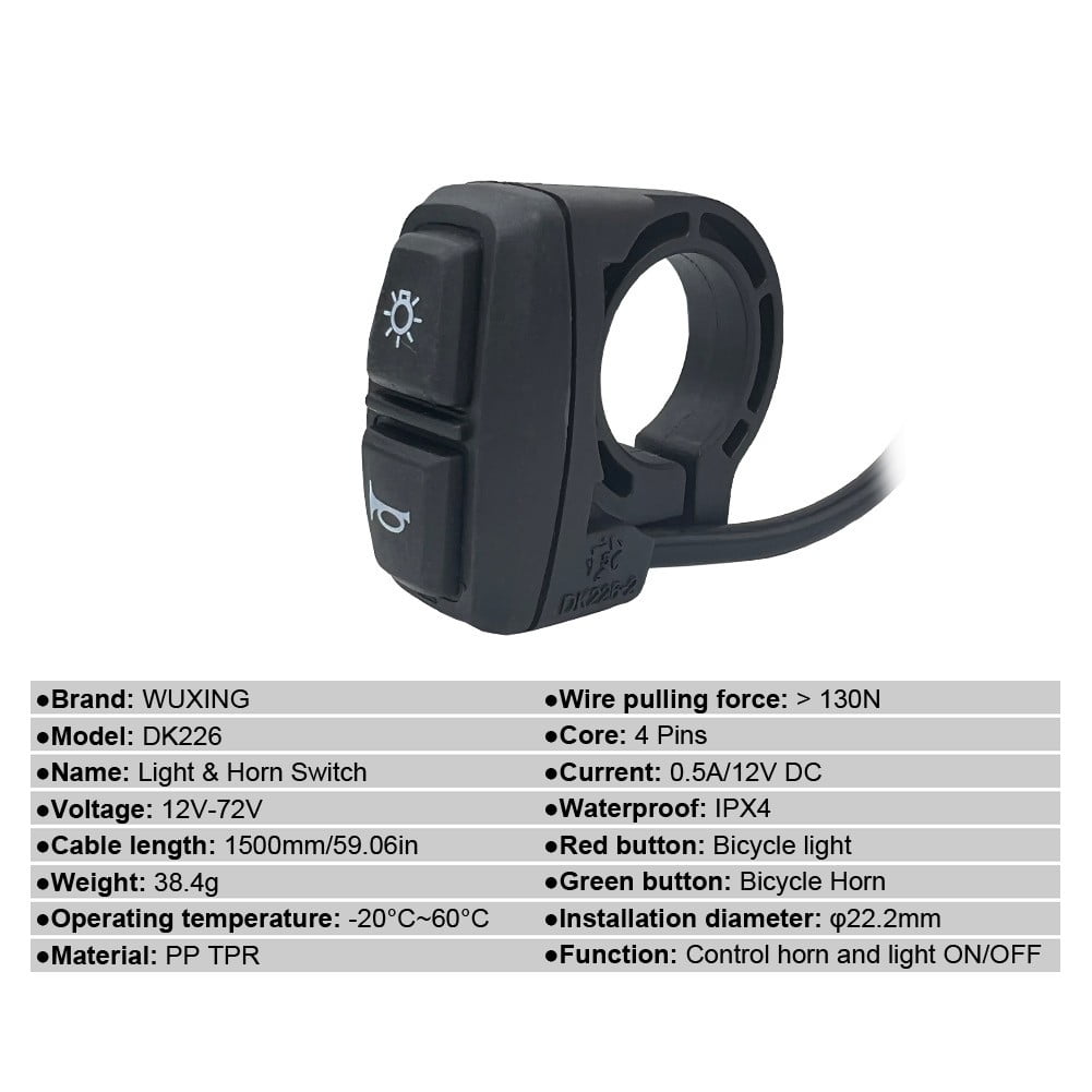 Ebike Parts 36V-60V 880-1640mm Cable Bicycle Light Set Ebike Taillight ...