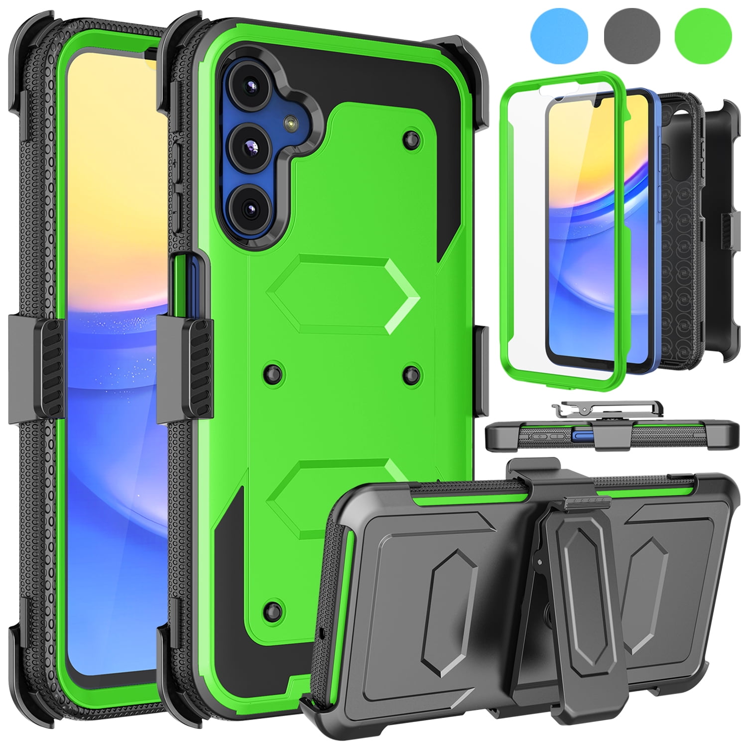 Ebizware Samsung Galaxy A15 5G Phone Case with [Built-in Screen Protector] and Swivel Holster ...