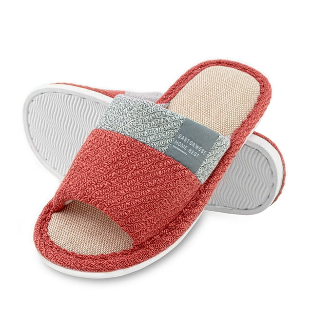 Ebizware Womens Slippers, Open Toe Memory Foam Scuff Slippers, Cozy Slip On Indoor / Outdoor ...