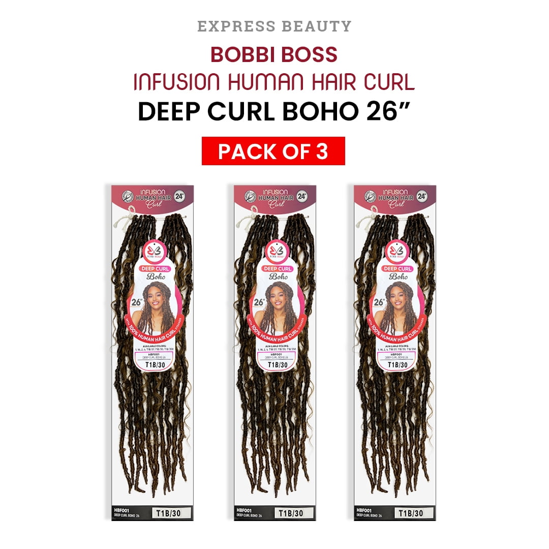 Ebo Bobbi Boss Infusion Human Hair Curl Crochet Braid Deep Curl Boho 26 ...