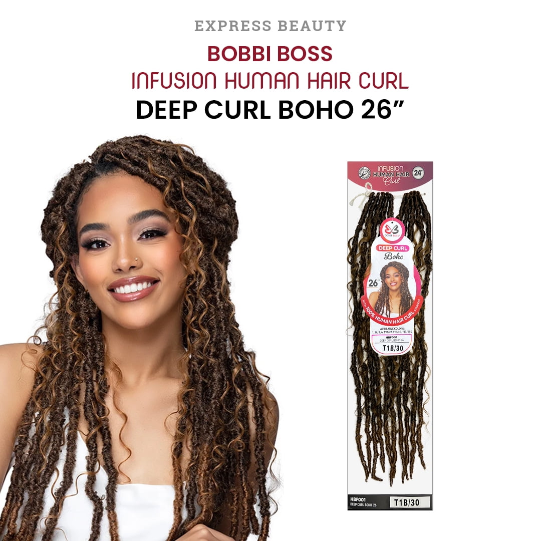 Ebo Bobbi Boss Infusion Human Hair Curl Crochet Braid Deep Curl Boho 26 ...