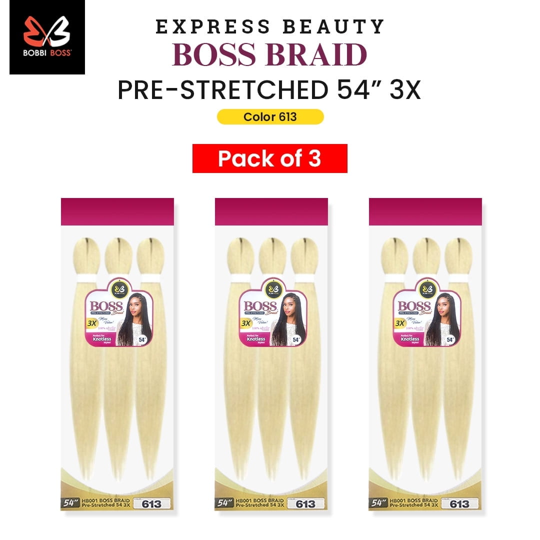 Ebo Bobbi Boss King Tips Boss Braid Pre-Stretched Braiding Hair 54" 3X Perfect for Knotless ...