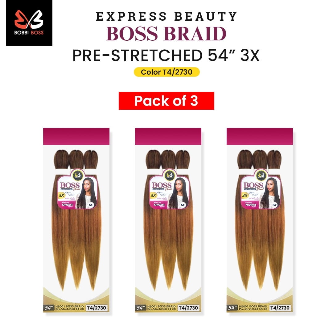 Ebo Bobbi Boss King Tips Boss Braid Pre-Stretched Braiding Hair 54" 3X Perfect for Knotless ...