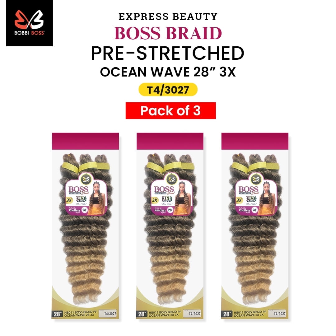Ebo Bobbi Boss King Tips Boss Braid Pre-Stretched Ocean Wave Braiding Hair 28" 3X Perfect for ...